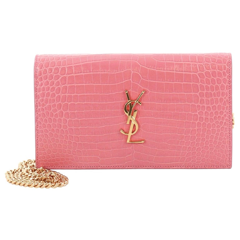 Saint Laurent Classic Monogram Wallet on Chain Crocodile Embossed ...