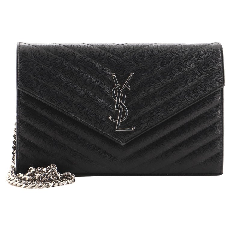 Saint Laurent Classic Monogram Wallet on Chain Matelasse Chevron ...