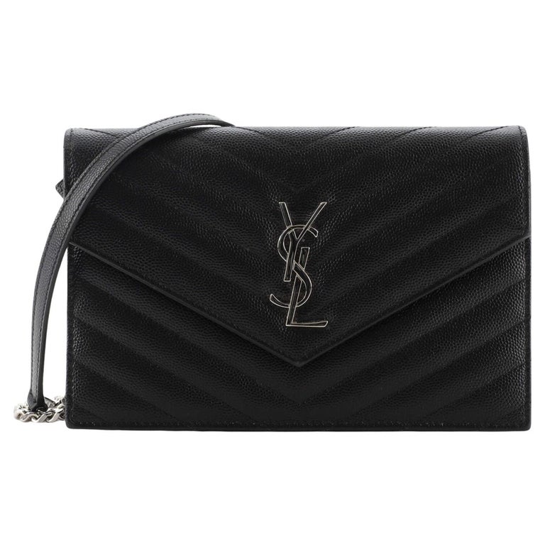Saint Laurent Classic Monogram Wallet on Chain Matelasse Chevron ...