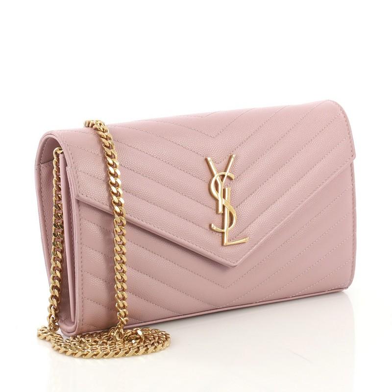 Saint Laurent Classic Monogram Wallet on Chain Matelasse Chevron ...