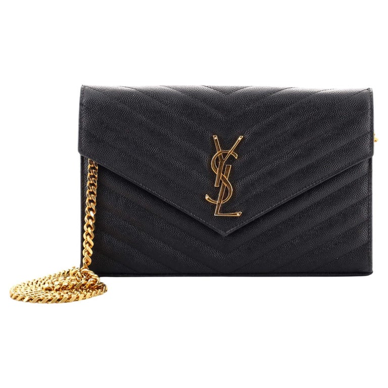 Saint Laurent Classic Monogram Wallet on Chain Matelasse Chevron ...