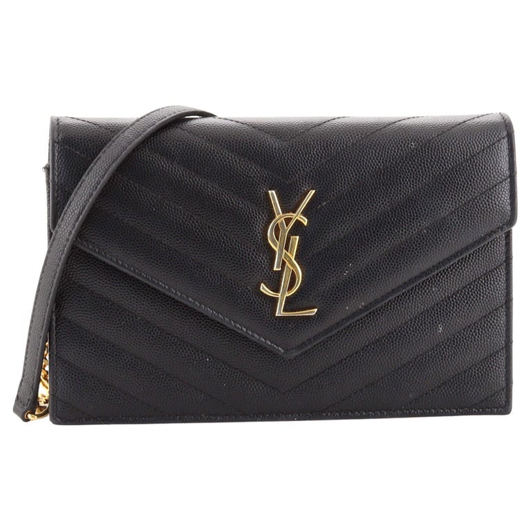 Saint Laurent Classic Monogram Wallet on Chain Matelasse Chevron ...