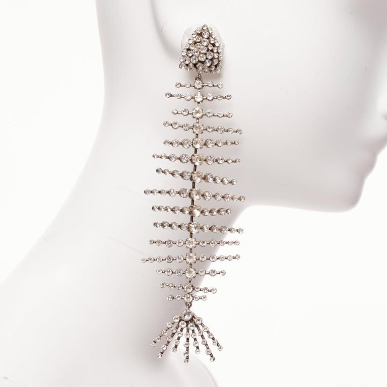 Statement Earrings Ysl Fish Bone Earrings SAINT LAURENT clear crystal ...