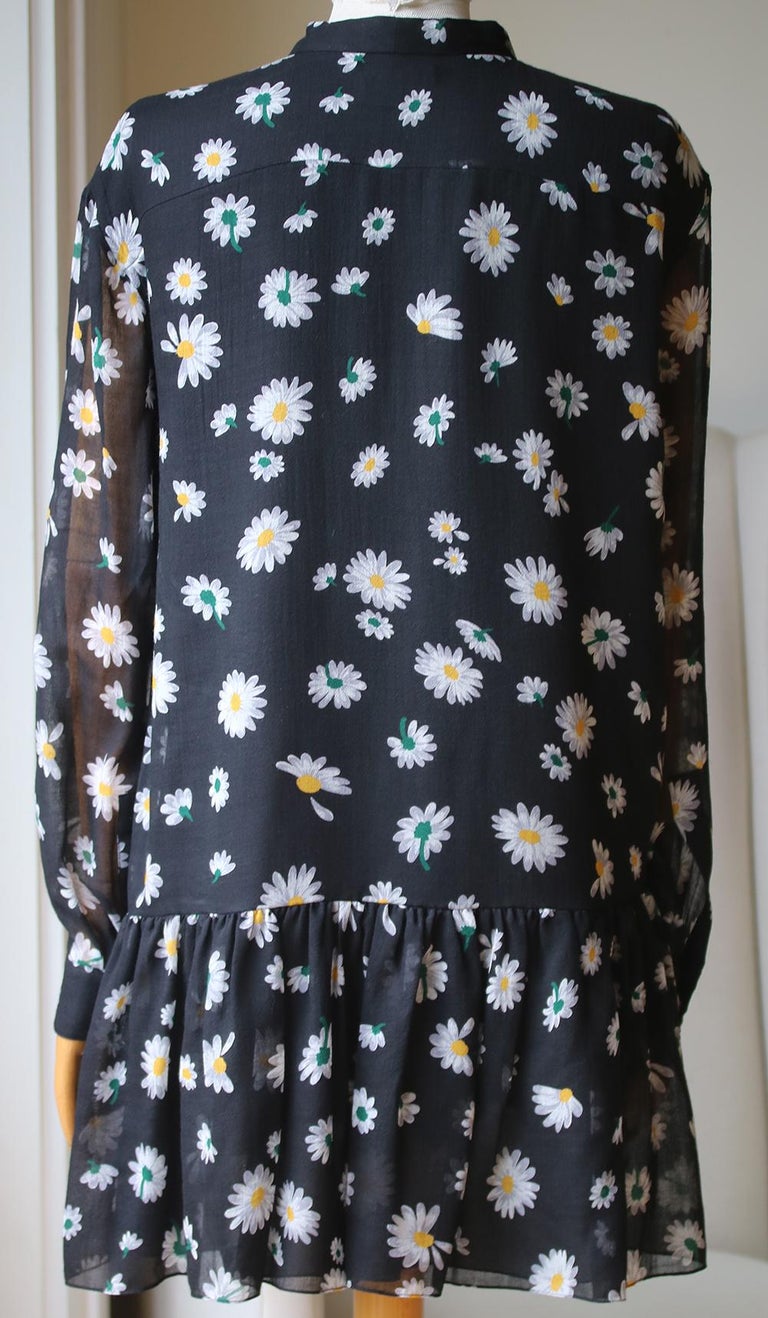Saint Laurent Daisy-Print Wool Mini Dress For Sale at 1stDibs | saint ...
