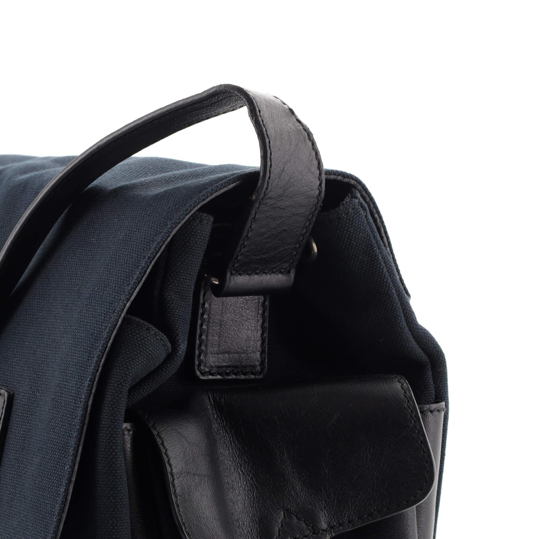 Saint Laurent Double Buckle Messenger Bag Canvas with Leather Medium ...