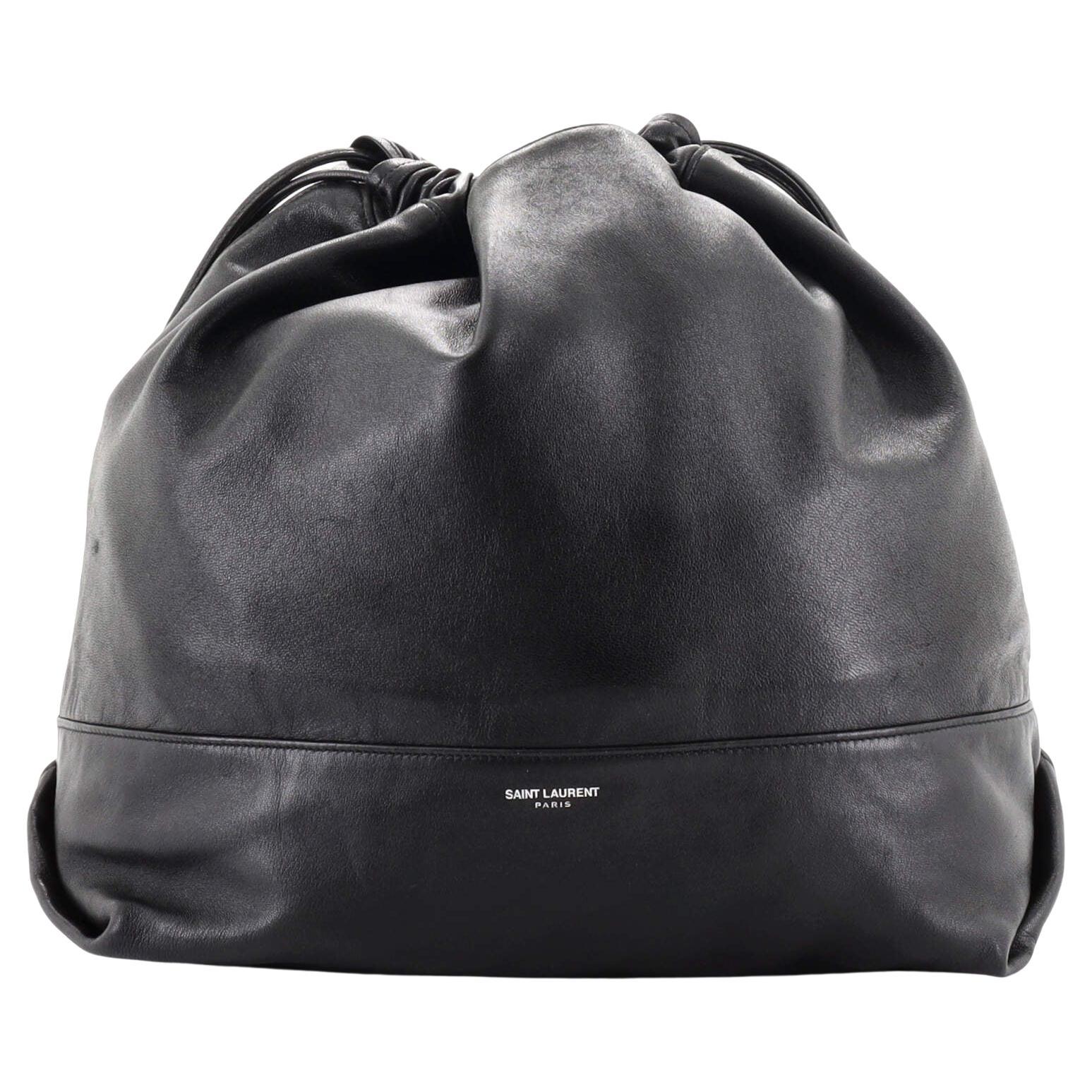 SAINT LAURENT Black Leather Drawstring ROCK SACK Backpack at 1stDibs ...