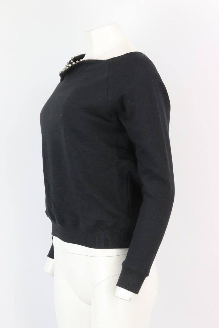 Saint Laurent Embellished Cotton Jersey Sweatshirt Small For Sale at ...