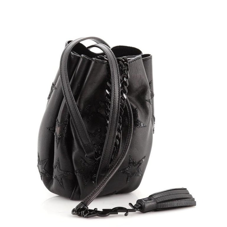 Saint Laurent Emmanuelle Bucket Bag Embellished Leather Mini at 1stDibs