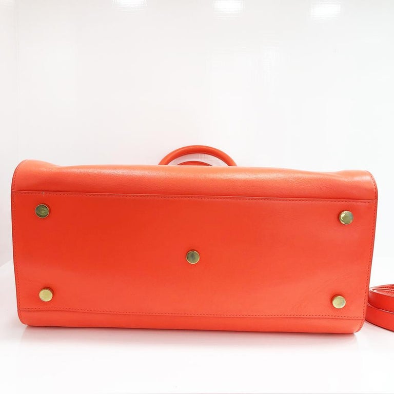 Saint Laurent Fluorescent Orange Leather Shoulder Bag For Sale at 1stDibs