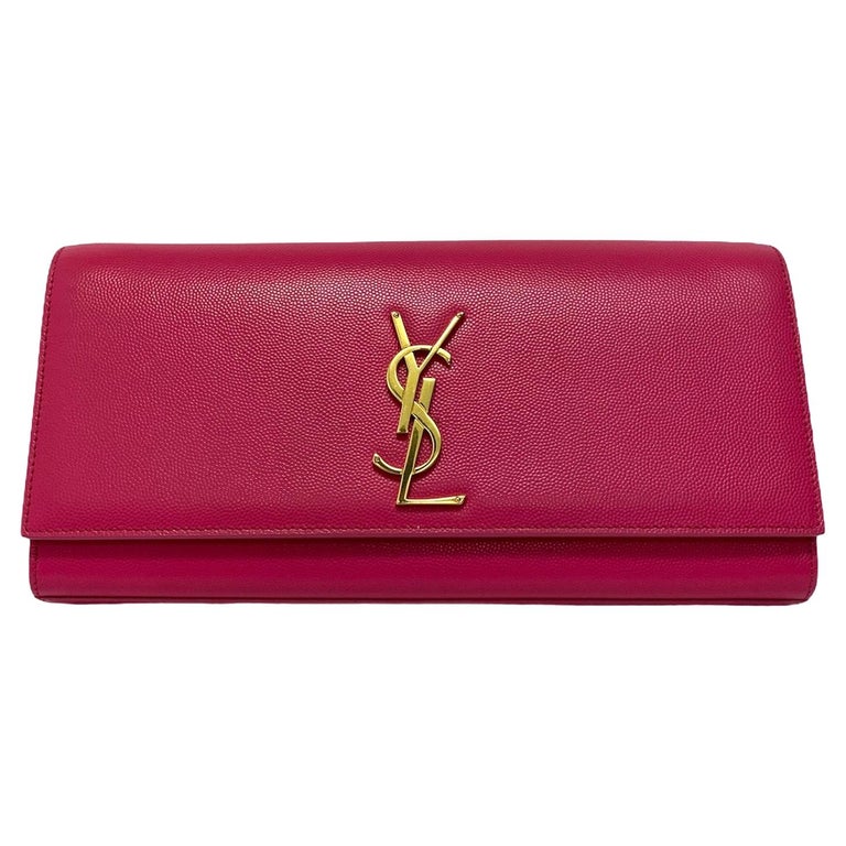 Saint Laurent Fuchsia Leather Clutch Bag at 1stDibs | fuchsia clutch bag
