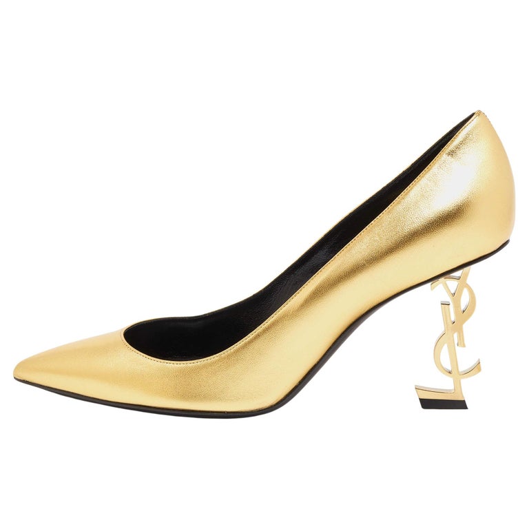 Saint Laurent Gold Leather Opyum Pumps Size 40 For Sale at 1stDibs