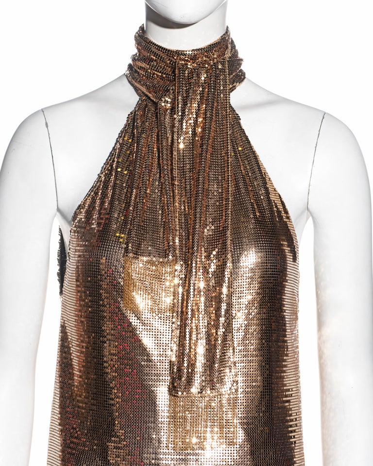 Saint Laurent gold metal mesh evening top, pf 2021 For Sale at 1stDibs