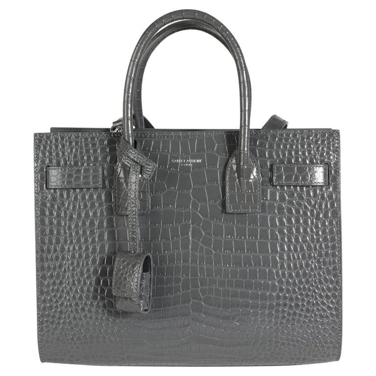 Saint Laurent Gray Crocodile Embossed Calfskin Baby Sac De Jour Bag For ...
