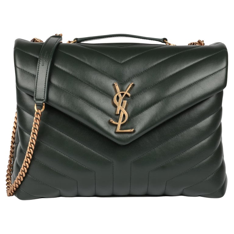 SAINT LAURENT Green Y Quilted Calfskin Leather Medium Loulou at 1stDibs