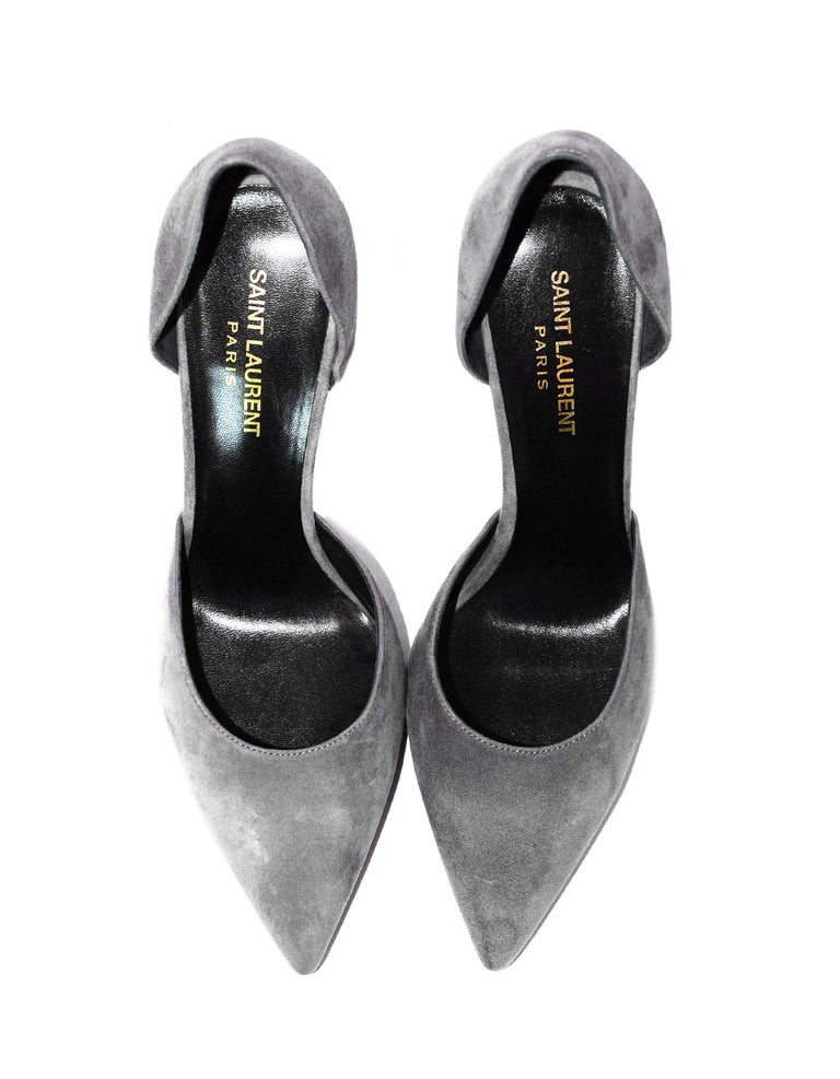 Saint Laurent Grey Suede D'Orsay Pumps Sz 39.5 For Sale at 1stDibs