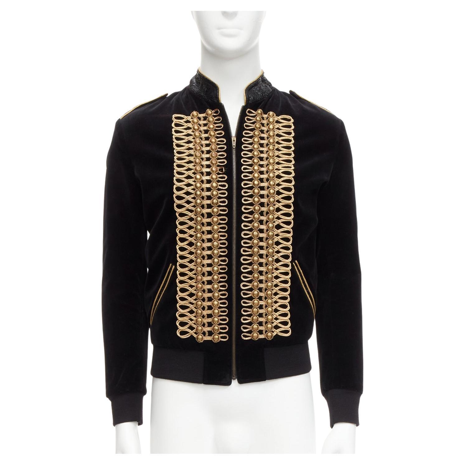 SAINT LAURENT Hedi Slimane 2016 Officer Teddy military trim velour ...
