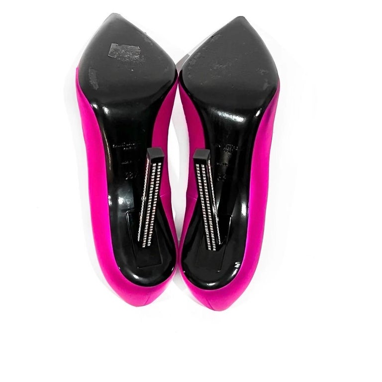 Saint Laurent Hot Pink Crystal Embellished "Tower" Pump For Sale at 1stDibs