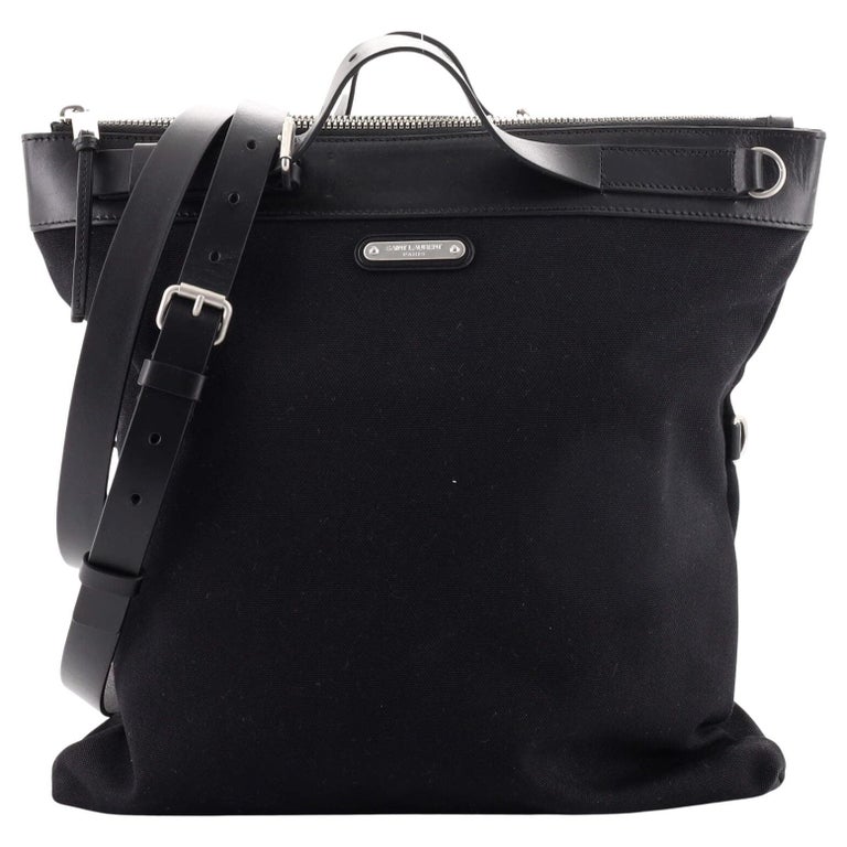 Saint Laurent ID Flat Messenger Bag Canvas Medium For Sale at 1stDibs