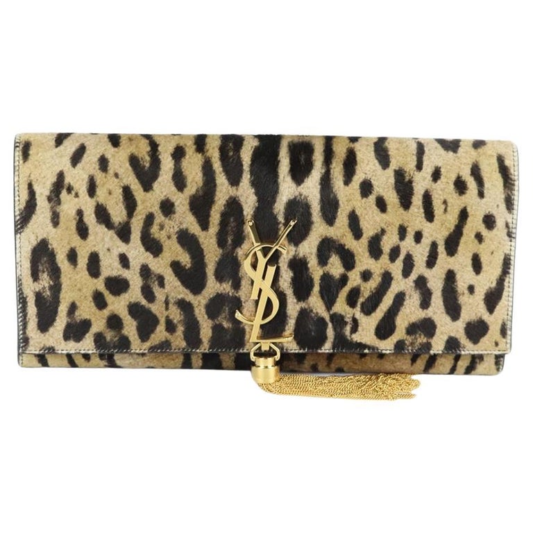 Saint Laurent Kate Monogramme Leopard Print Calf Hair And Leather ...