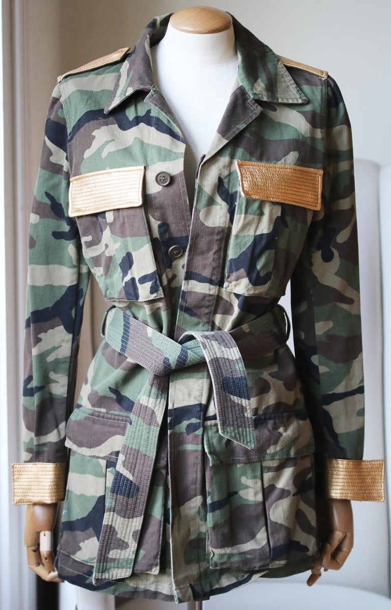 Saint Laurent Leather-Trimmed Printed Cotton-Gabardine Jacket at 1stDibs