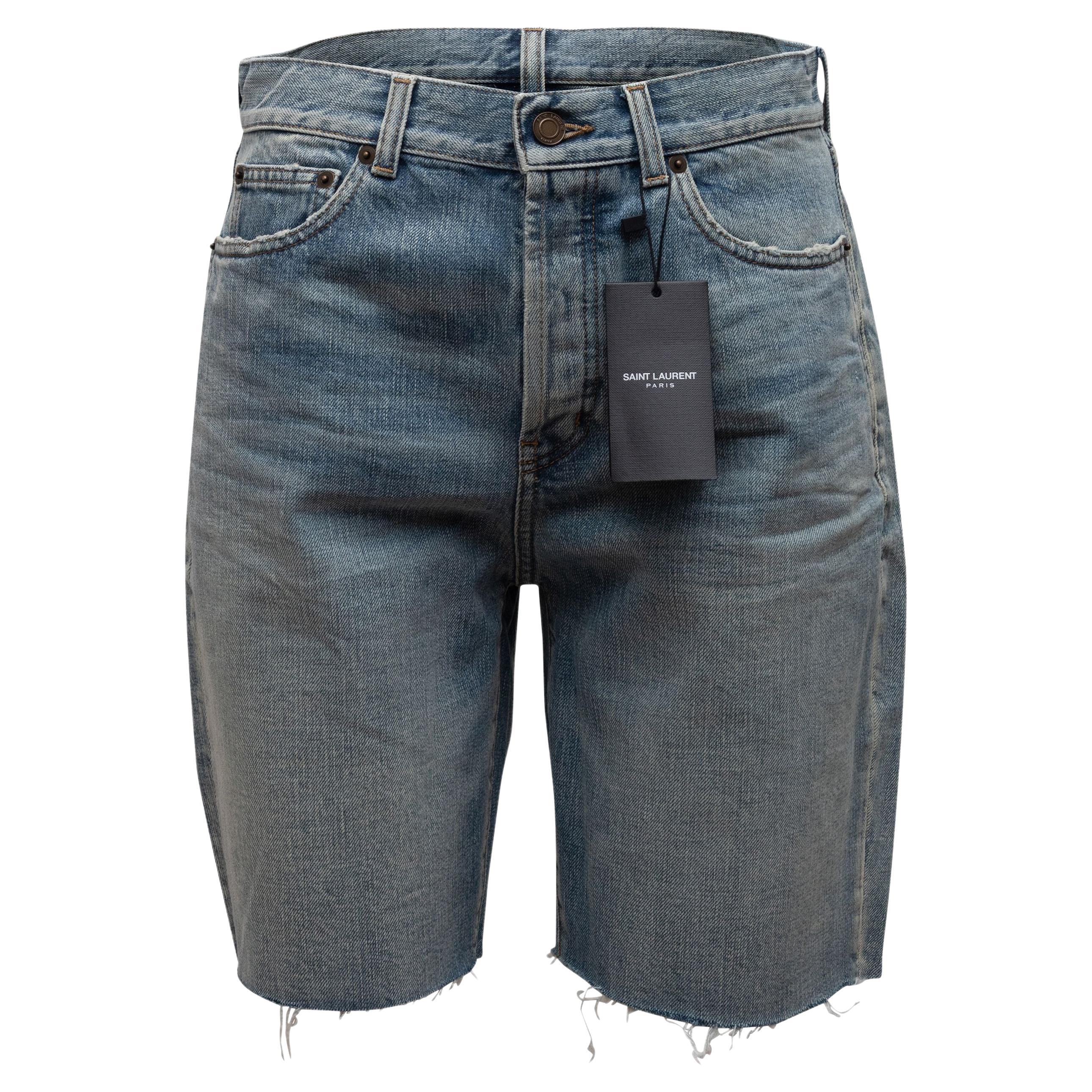 Saint Laurent Textured Black High Waisted Smocked Shorts Size 36 For ...