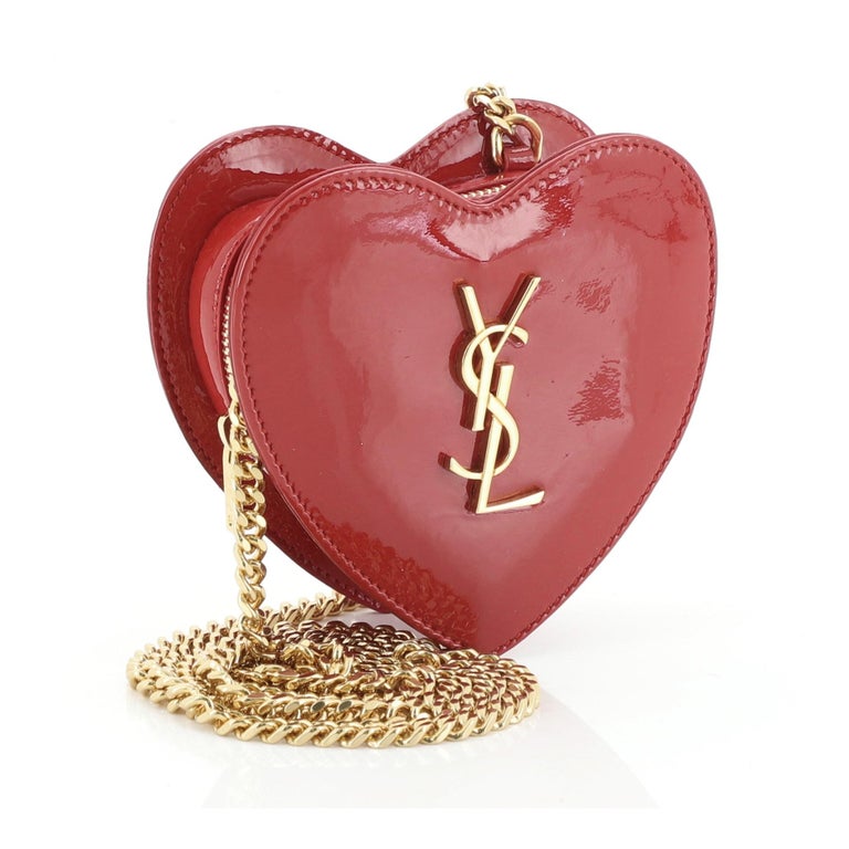 Saint Laurent Love Heart Chain Bag Patent Mini at 1stDibs | ysl heart ...