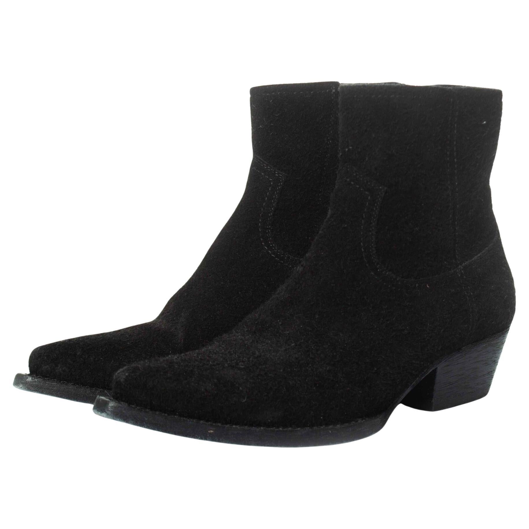 SAINT LAURENT black suede 2025 THEO CHELSEA Boots Shoes 39 For Sale at ...