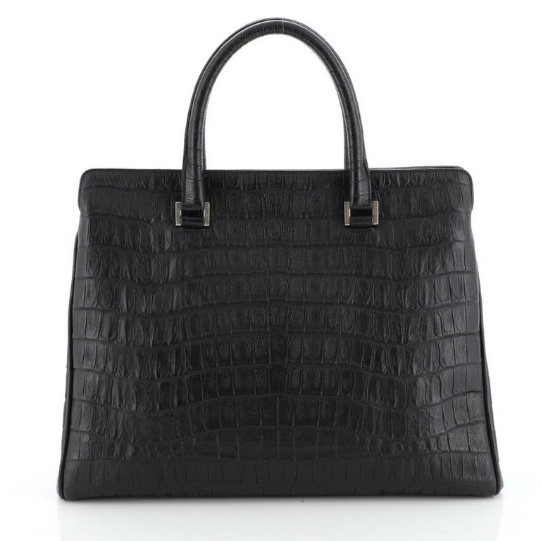 Saint Laurent Manhattan Tote Crocodile Embossed Leather Small at ...