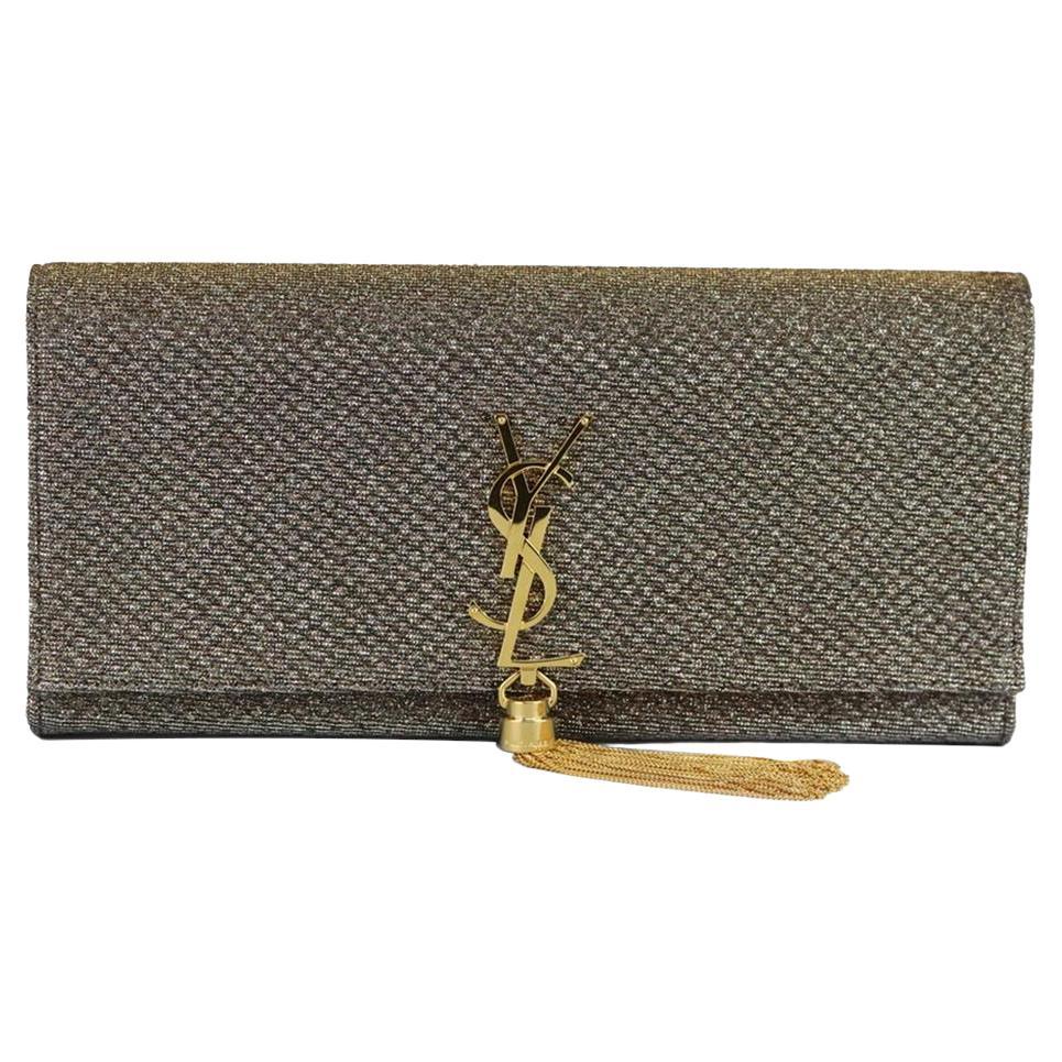 Saint Laurent Red Leather Kate Tassel Clutch at 1stDibs