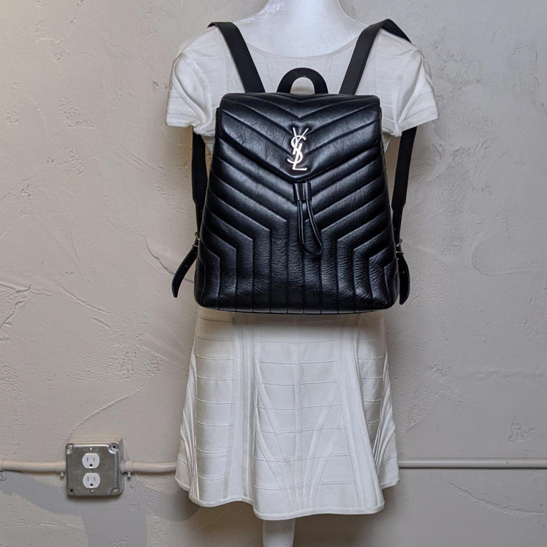 Saint Laurent Monogram Loulou Matelasse Chevron Large Black Leather ...