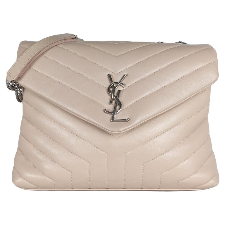 Sac à bandoulière en cuir beige à monogrammes Loulou Ysl de Saint ...