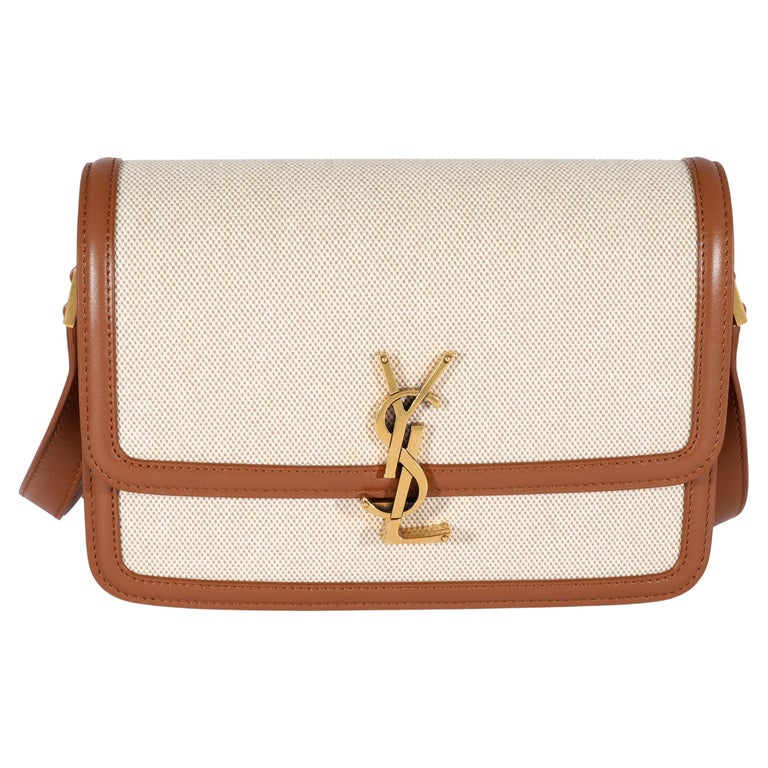 Saint Laurent Natural Canvas Medium Solferino Satchel For Sale at 1stDibs