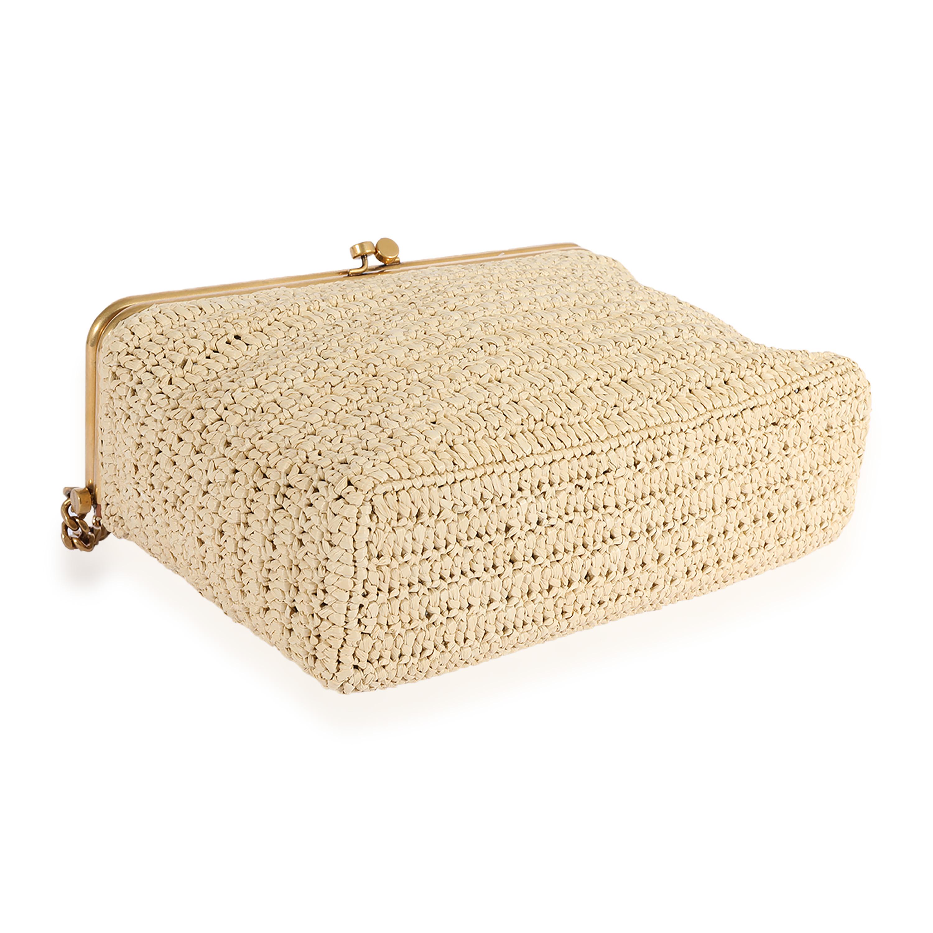 Saint Laurent Naturel Raffia Crochet Medium Fanny Chain Bag For Sale at ...
