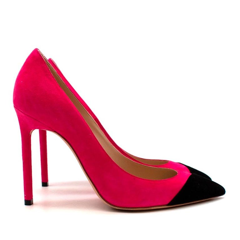 Saint Laurent Neon Pink and Black Suede Anja Pumps - Size EU 37 For ...