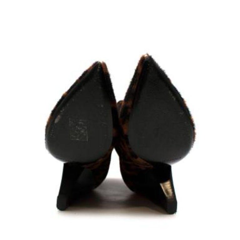 Saint Laurent Niki Pony Hair Leopard Wedge Ankle Boots For Sale at 1stDibs