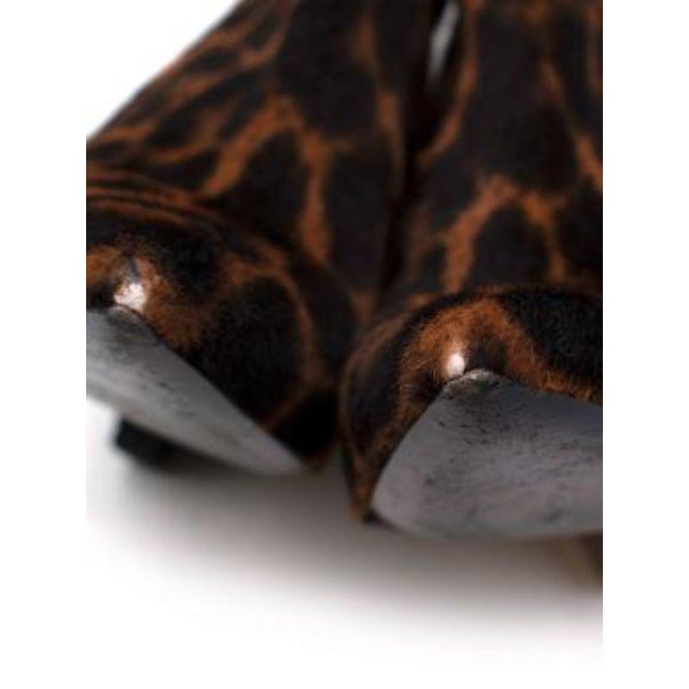 Saint Laurent Niki Pony Hair Leopard Wedge Ankle Boots For Sale at 1stDibs