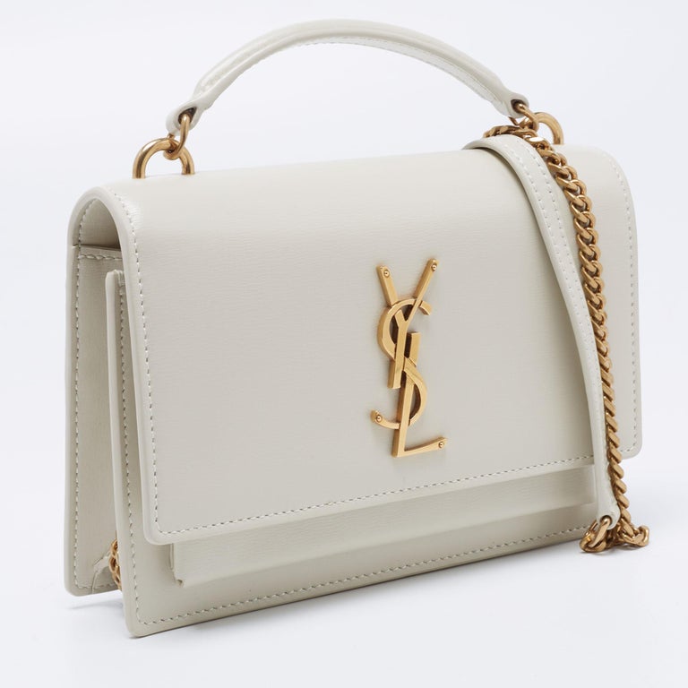 Saint Laurent Off White Leather Sunset Chain Bag at 1stDibs