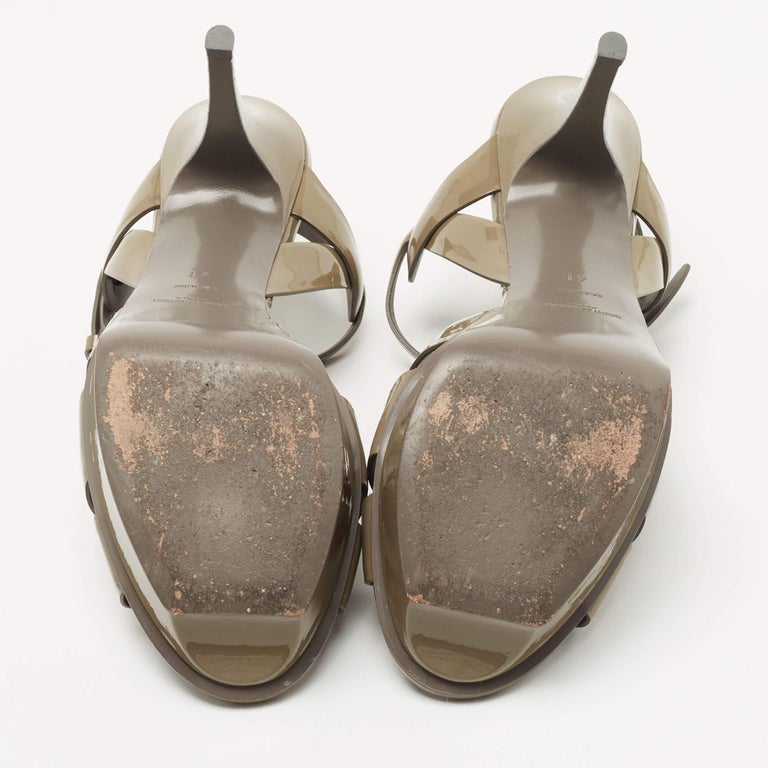 Saint Laurent Olive Green Patent Leather Tribute Sandals Size 41 For ...