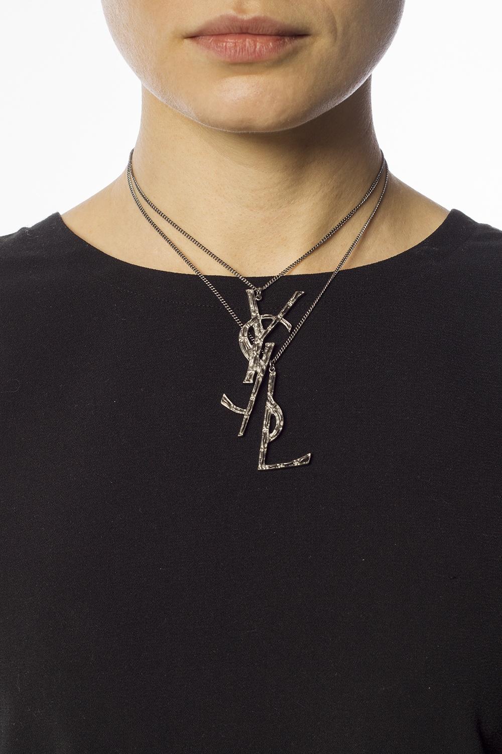 Saint Laurent Opyum Destructured Silver-Tone YSL Logo Double Necklace ...