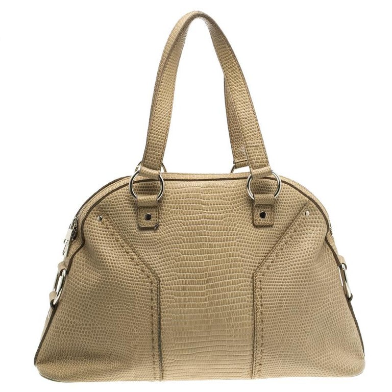 Saint Laurent Paris Beige Lizard Embossed Leather Large Muse Bag For ...