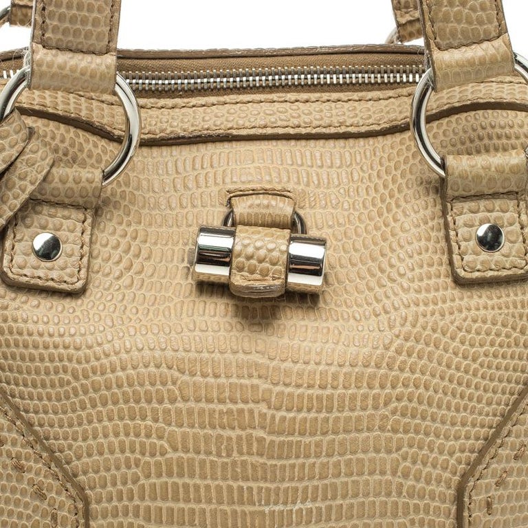 Saint Laurent Paris Beige Lizard Embossed Leather Large Muse Bag For ...