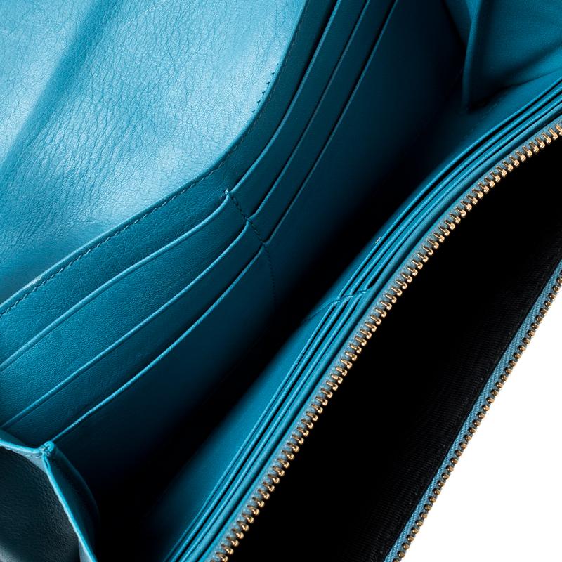 Saint Laurent Paris Light Blue Leather Y Line Flap Wallet For Sale at ...