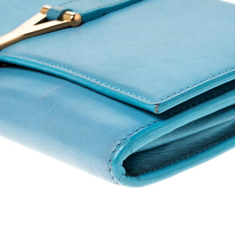 Saint Laurent Paris Light Blue Leather Y Line Flap Wallet For Sale at ...