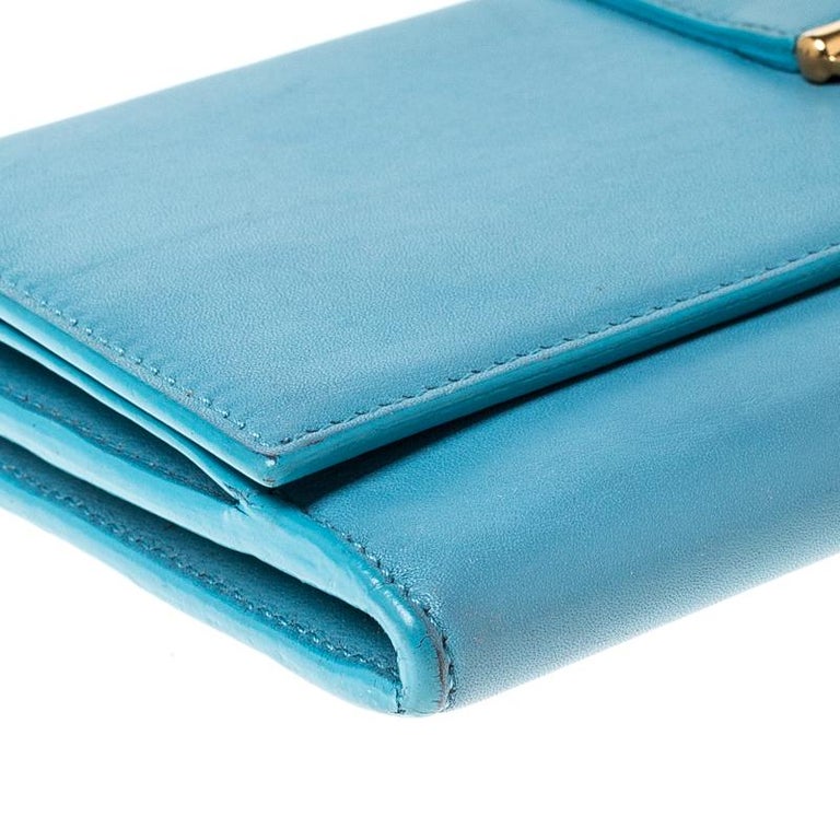 Saint Laurent Paris Light Blue Leather Y Line Flap Wallet For Sale at ...