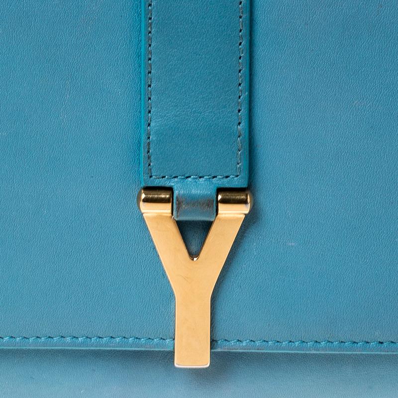 Saint Laurent Paris Light Blue Leather Y Line Flap Wallet For Sale at ...