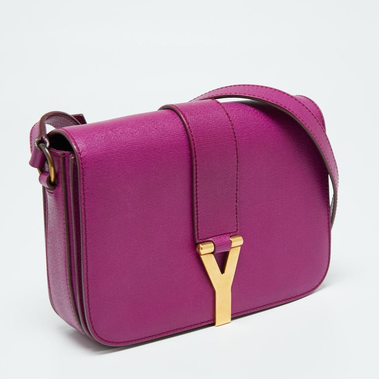 Saint Laurent Paris Magenta Leather Ligne Y Shoulder Bag at 1stDibs
