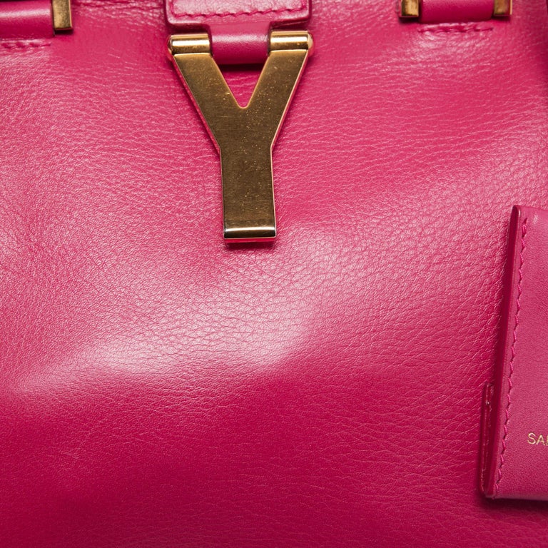 Saint Laurent Pink Grained Leather Small Cabas Chyc Tote For Sale at ...
