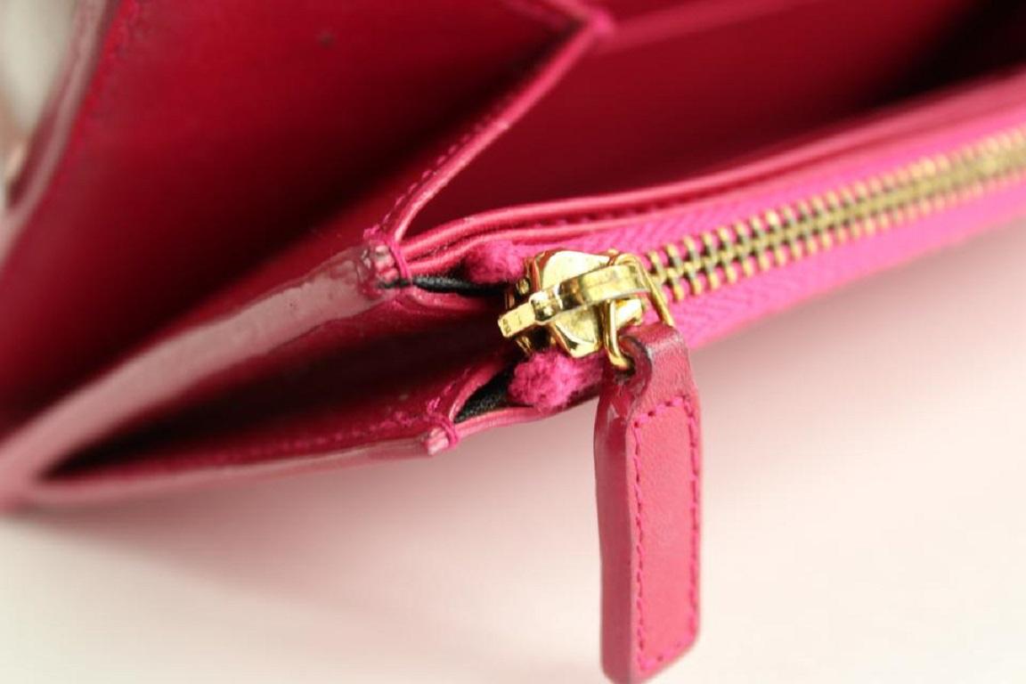 Saint Laurent Pink Patent Leather YSL Logo Belle de Jour Wallet ...
