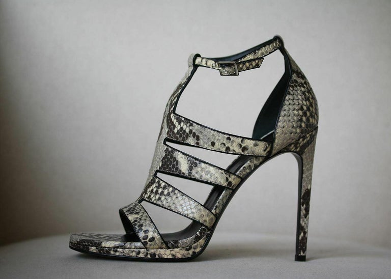 Saint Laurent Python-Print Cutout Sandals For Sale at 1stDibs