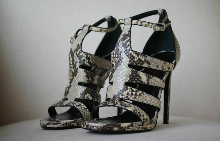 Saint Laurent Python-Print Cutout Sandals For Sale at 1stDibs